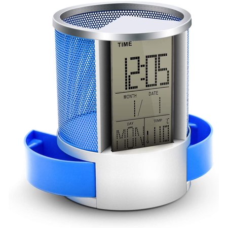 Multifunction Pen Holder, Desktop Lcd Digital Display, Clock & Mesh ...