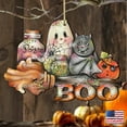 Designocracy Set of 2 "Boo" Broom Wooden Halloween Ornaments 5.5 ...