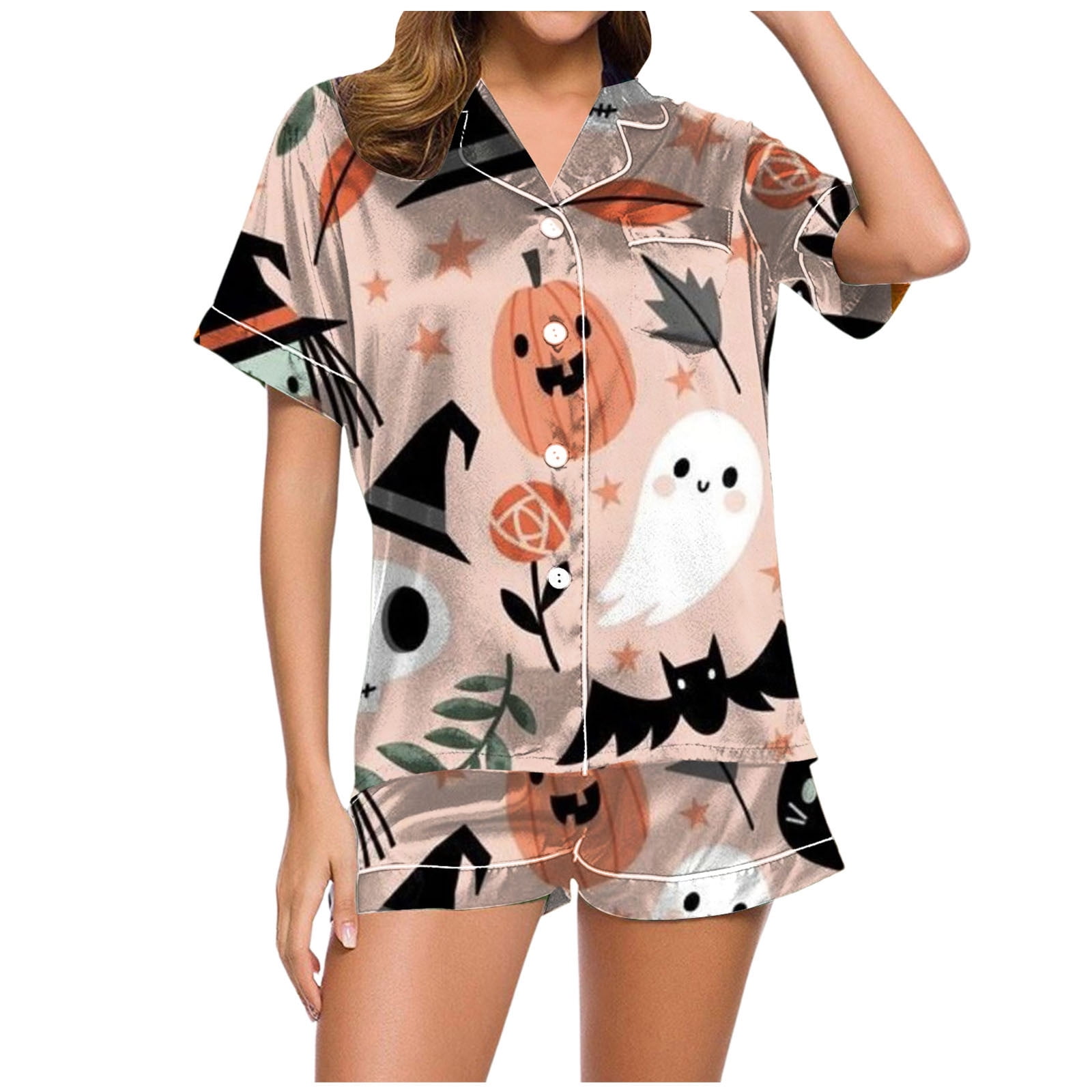 Click here for Hnmkiu Womens Halloween Printed Pajama Set Soft Co... prices
