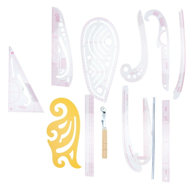 Clothing Measuring Ruler Set,12pcs Rulers with Roller Sleeve Cage Curve ...