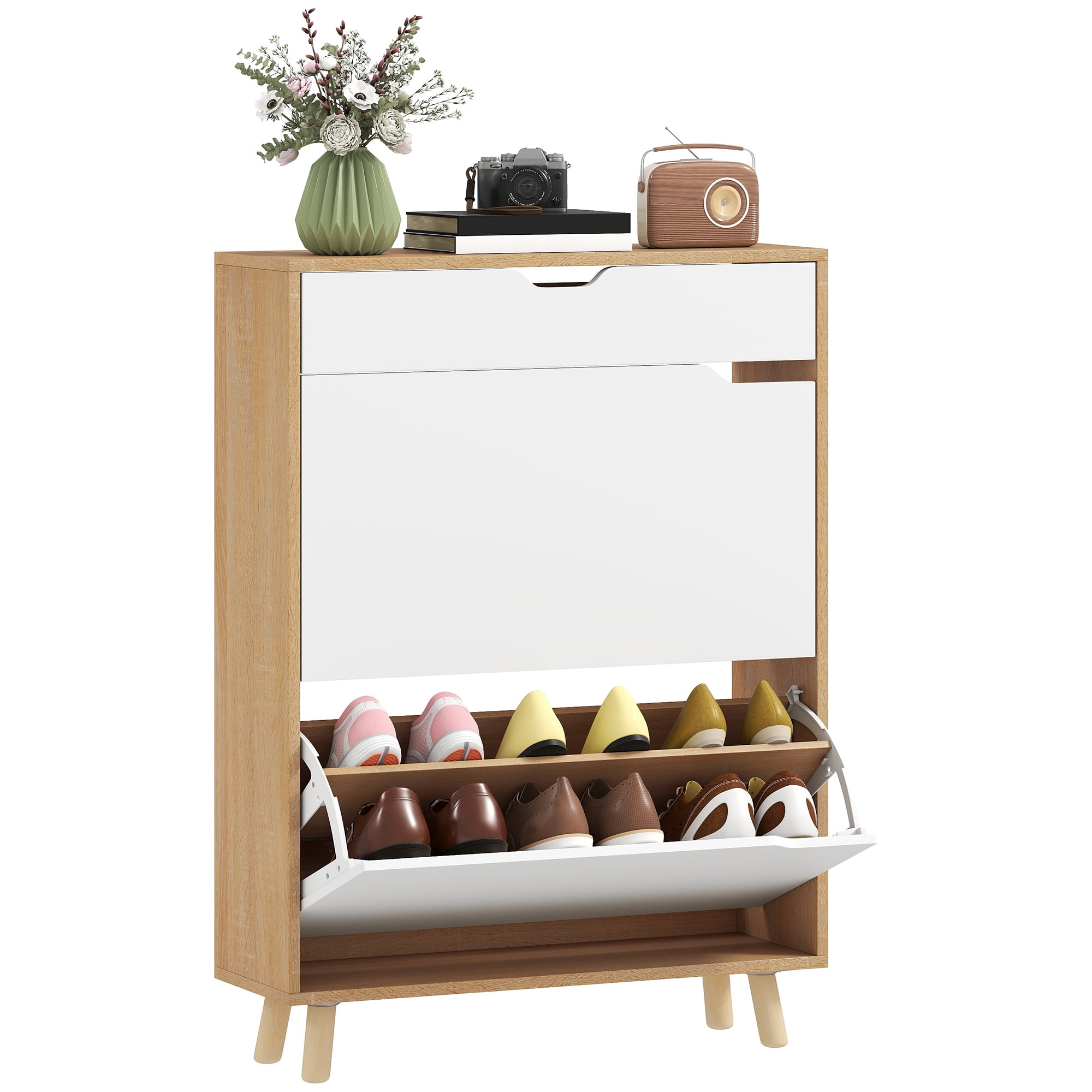 Click here for Homcom Narrow Shoe Cabinet Shoe Storage Cabinet Wi... prices