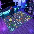Colorful Music Area Rugs, Vintage Blue Multicolor Design Carpet, Ultra ...