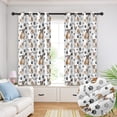 Bulldog and Dog Paw Print White Blackout Curtains,Triple Weaved Fabric ...