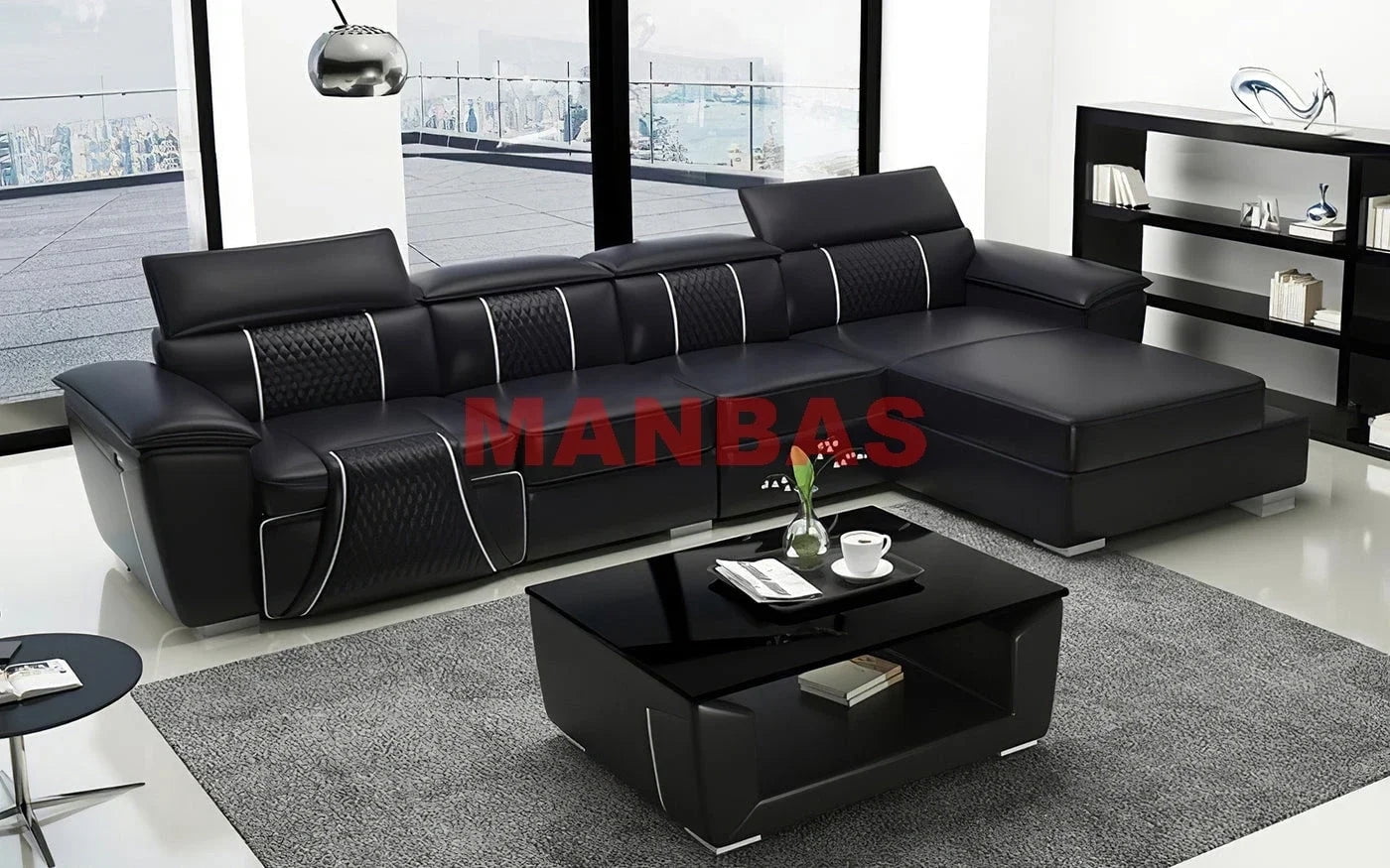MANBAS U Shape Big Sofa Sectional Couch Electric Reclining Sofa Set ...