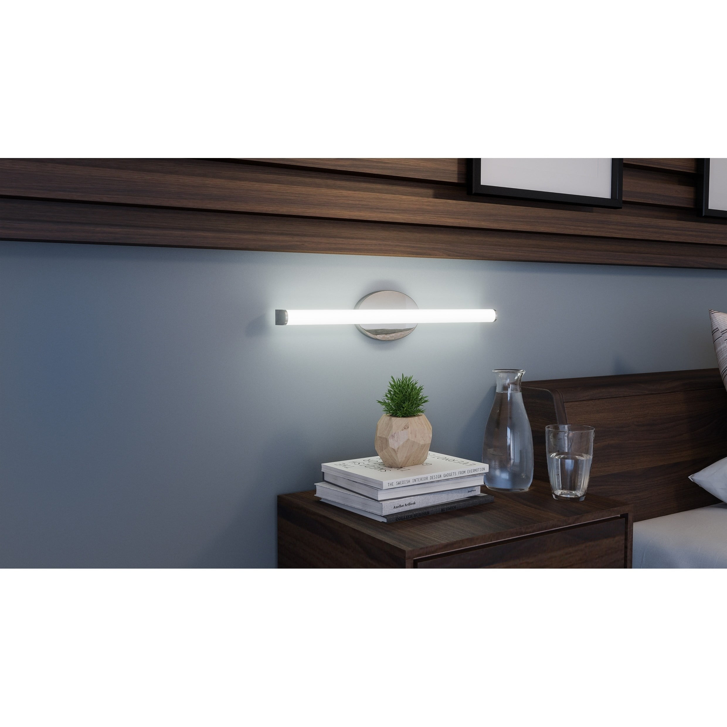 Strick & Bolton Isle Polished Chrome LED Etched Glass Shade Bath Bar ...