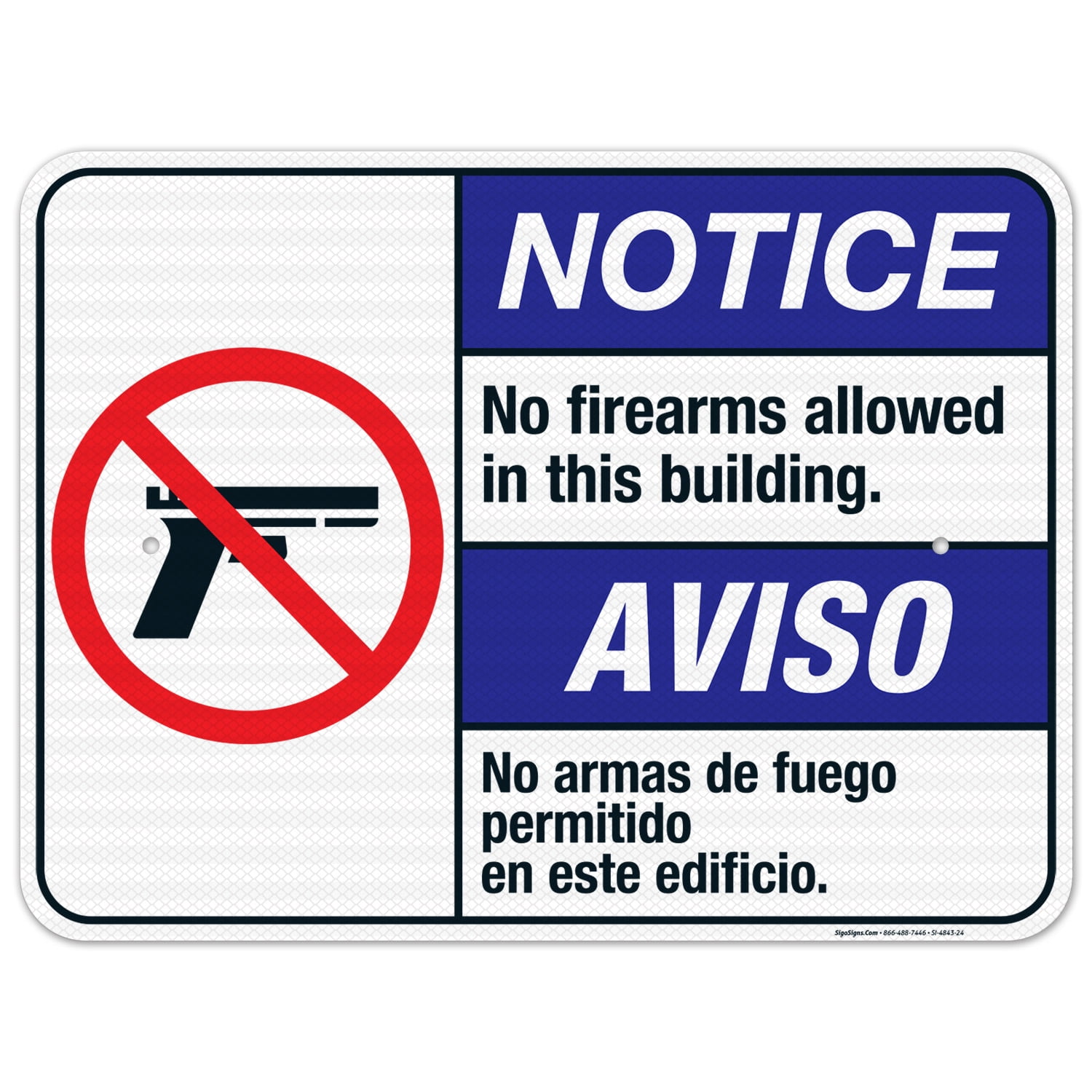 No Firearms Allowed In This Building Bilingual Sign, ANSI Notice Sign ...