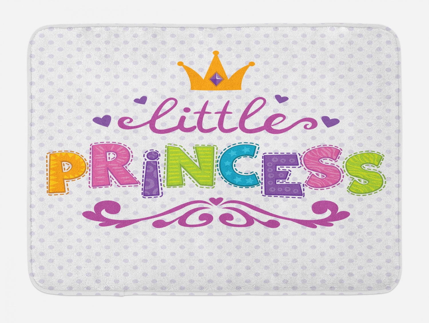 Teen Girls Bath Mat, "Little Princess" Lettering on Polka Dot ...