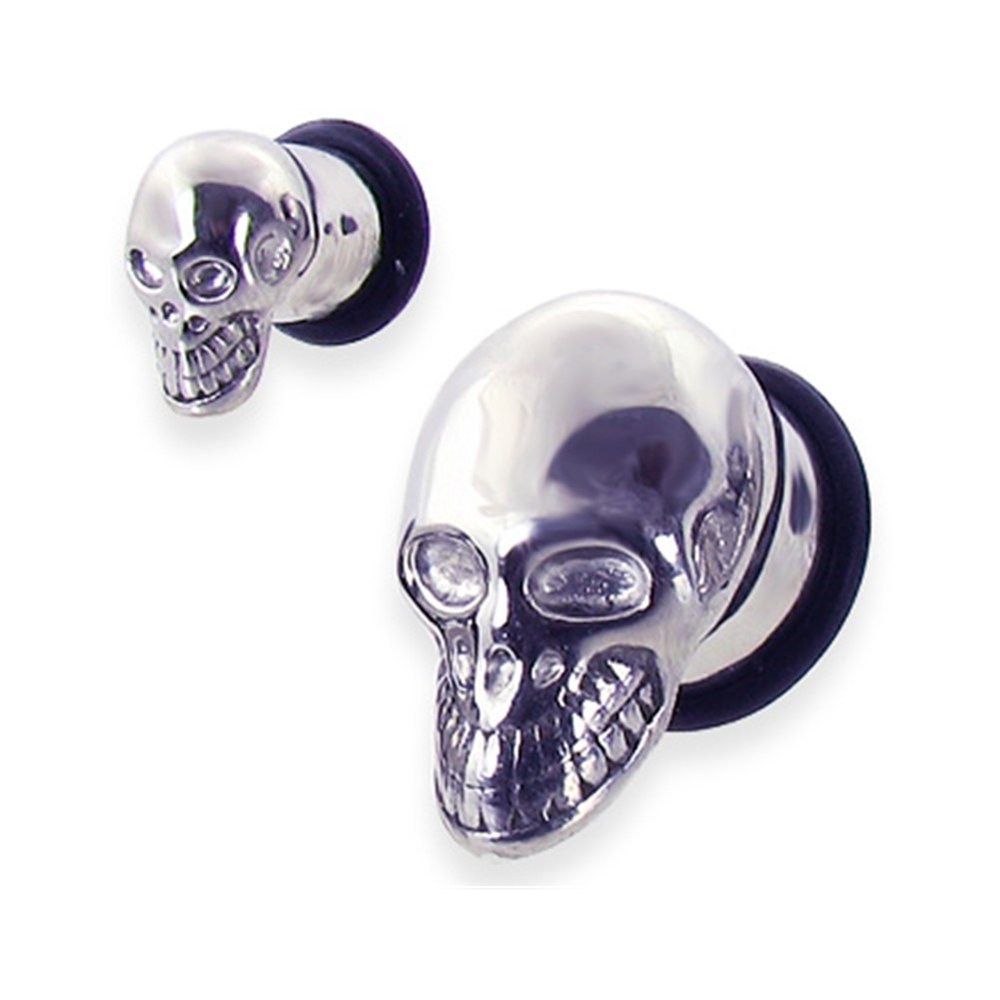 MsPiercing - Pair Of Skull Head Stainless Steel Plugs,Gauge (Thickness ...