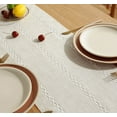 "Zhudiyof Beige Rustic Linen Table Runner, 13""×72"", Hand-Tassels ...