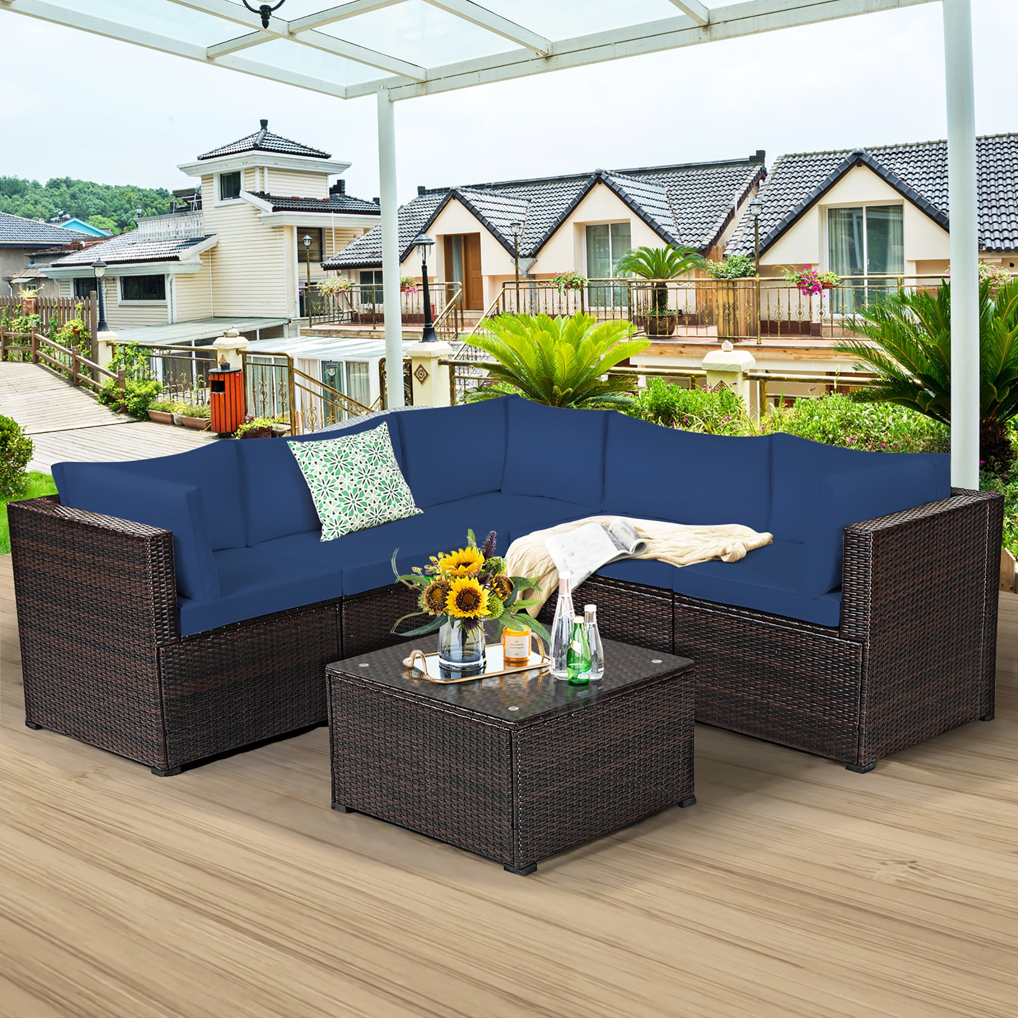 Click here for Costway 6pcs Patio Rattan Furniture Set Sectional... prices