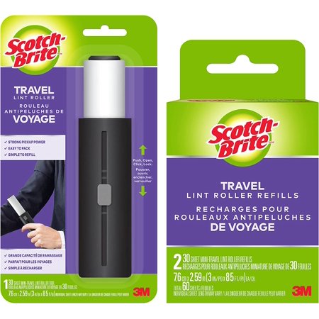 Scotch-Brite Mini Lint Travel Roller Kit - 1 Mini Travel Lint Roller ...