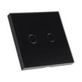 Tempered Glass 2-Gang Touch Wall Light Switch, 1-Way, 110-240V, Black ...