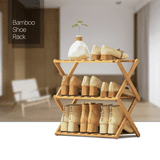 MoNiBloom Sturdy Bamboo 3-Tier Stackable Shoe Organizer, 9-Pair ...