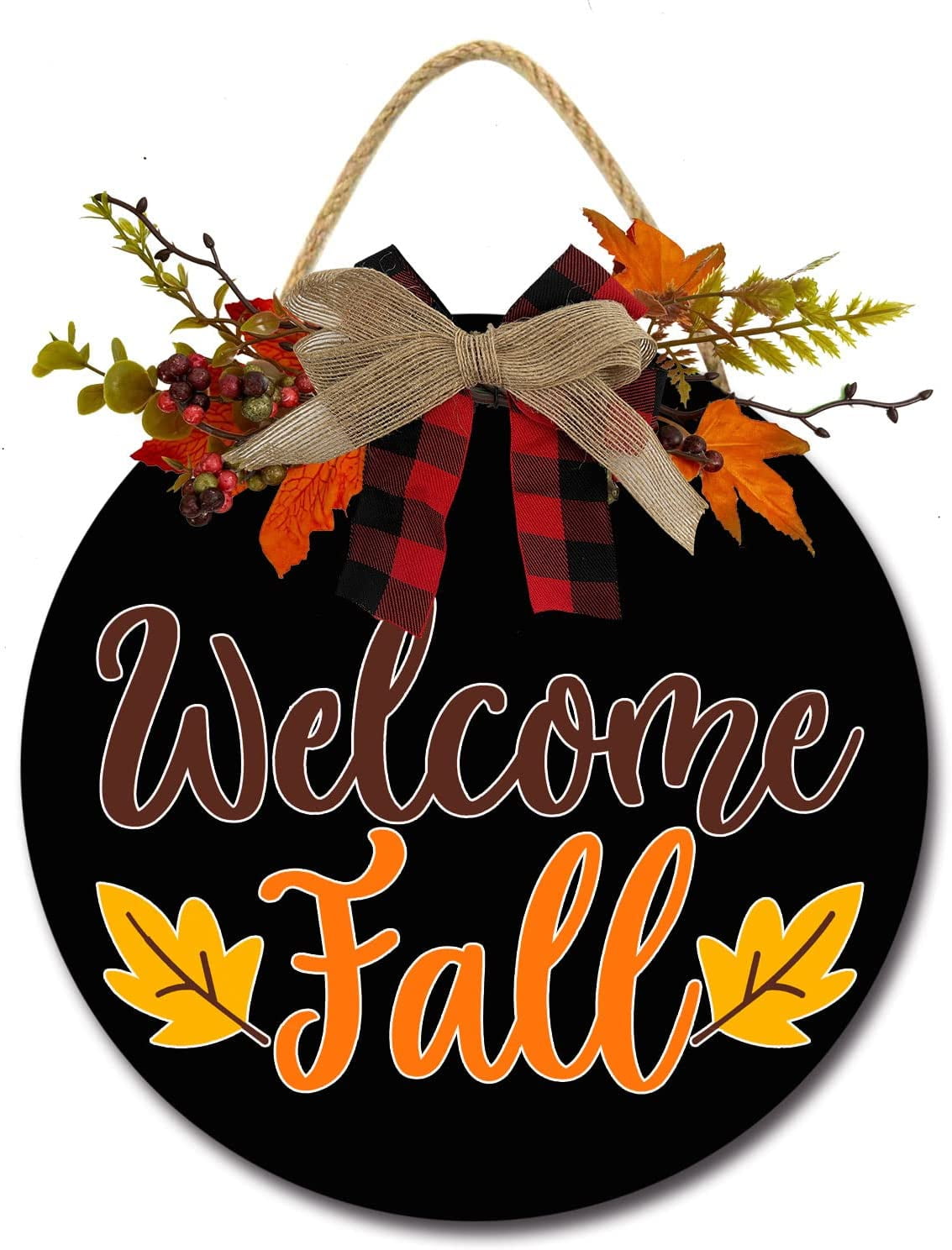 Eveokoki 12" Welcome Fall Door Sign, Fall Wreaths for Front Door, Fall ...