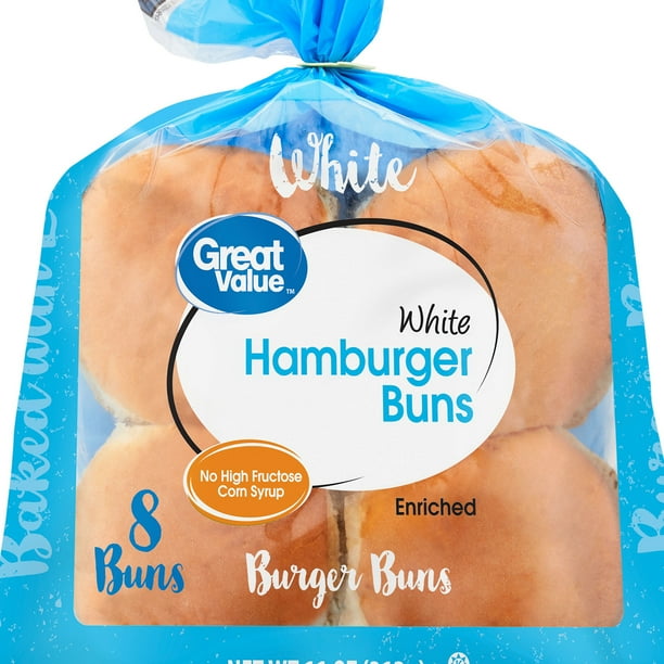 Great Value Hamburger Buns, 8 Count, 11 oz - Walmart.com