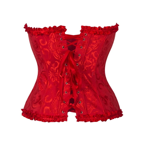 LELINTA Sexy Women's Satin Lace up Overbust Corset Plus Size Waist ...