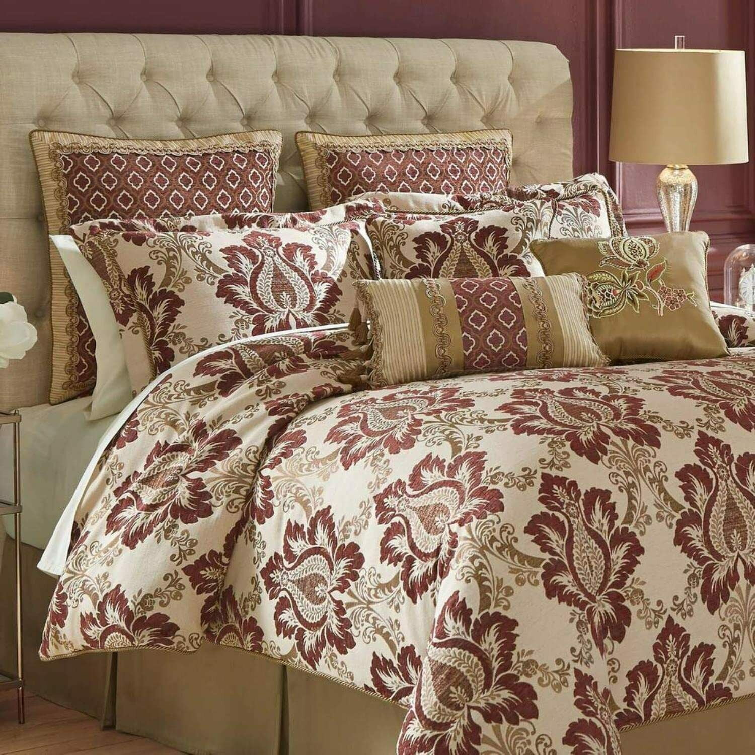 Croscill Esmeralda Bordeaux King Comforter Set 4 PC - Walmart.com