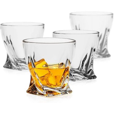 Set of 6 Twist Whiskey Glasses - 10 Ounce Lead-Free Crystal Old ...