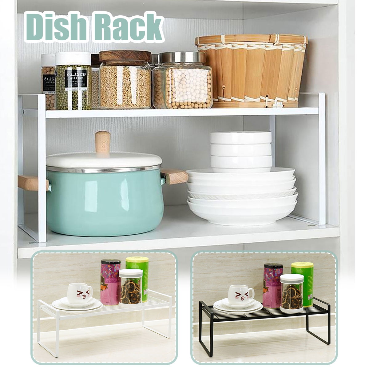 12.7" / 19.7" Dish Rack, Kitchen Shelf Organizer Rack, Cabinet ...