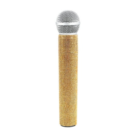 MAOWAPLG Microphone Prop Fake Mic Bling Rhinestones Shining Microphone ...