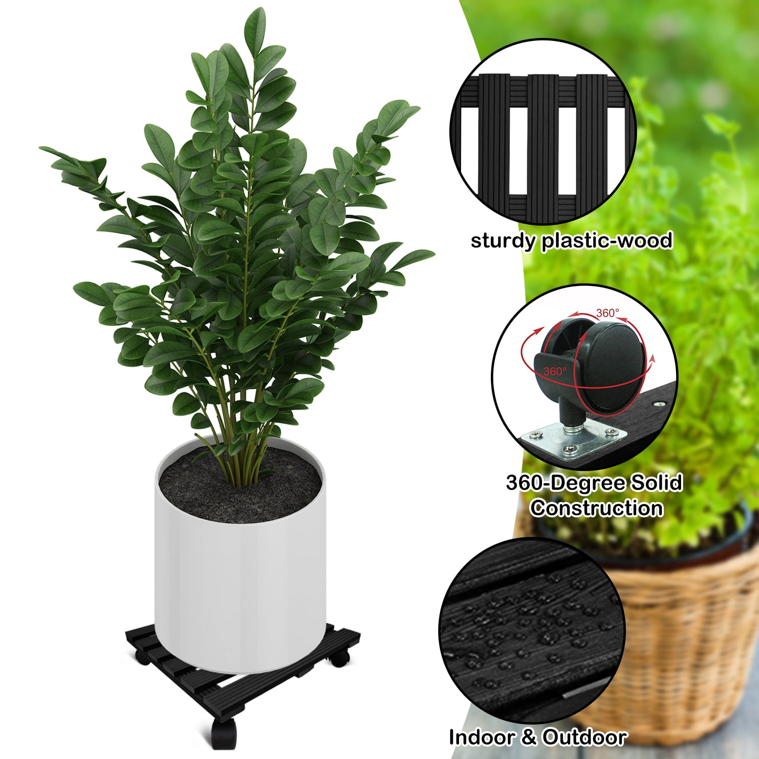 CERBIOR Plant Caddy 16Inches Duty Round Plant Roller 360° Lockable ...