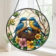Bird Family Scene Stained Glass Style Suncatcher – Decorative Window ...