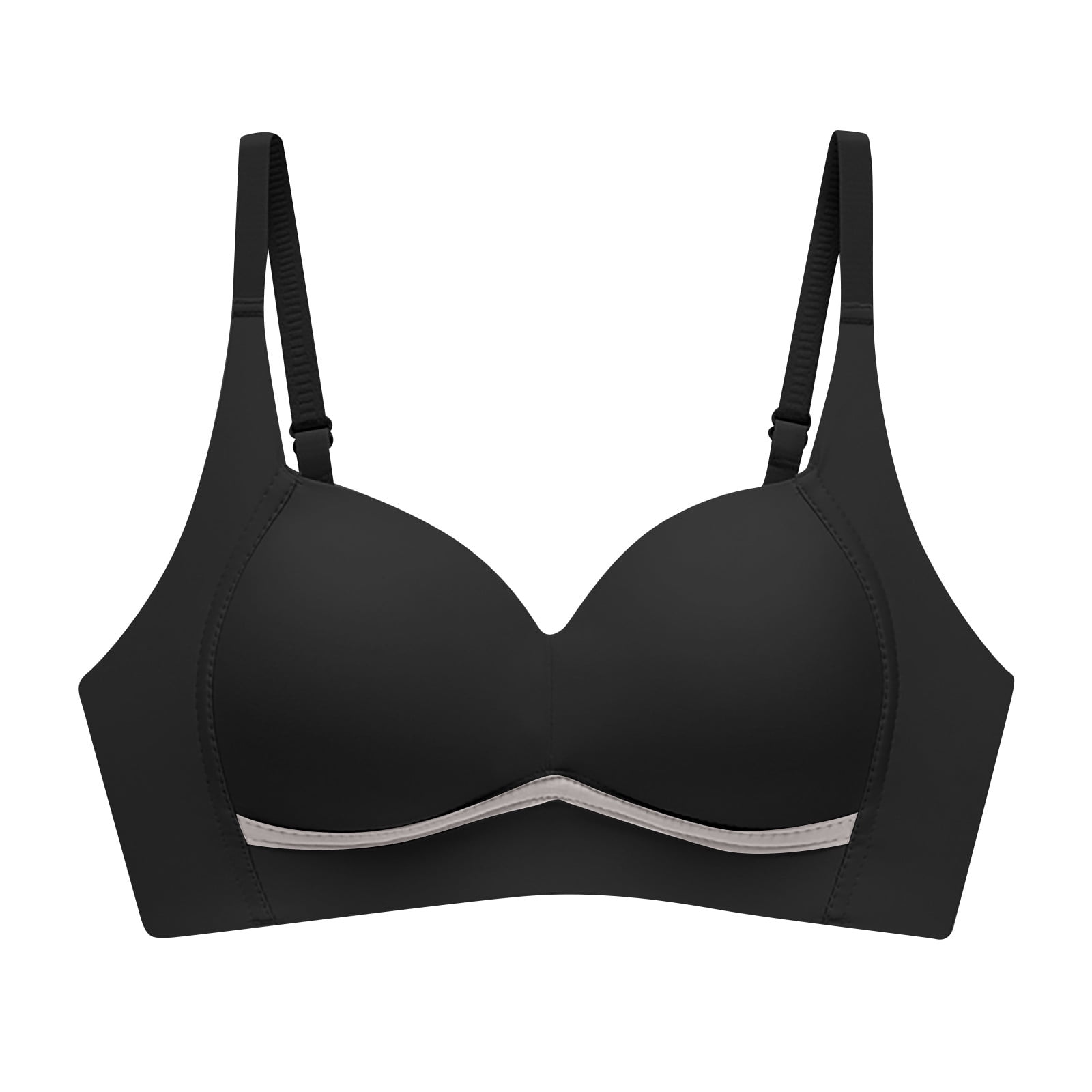 XFLWAM Wireless Push Up Bra for Women Super Soft Wireless Lightly Lined Comfort Bras Black 34C ...