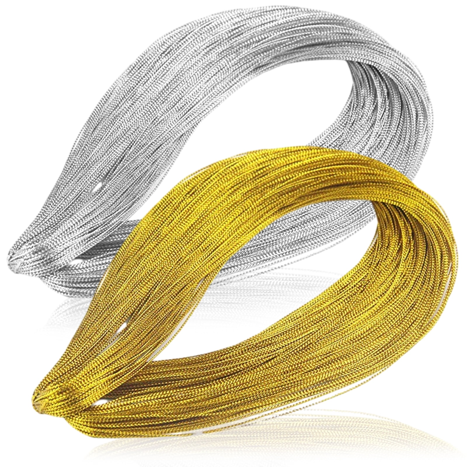 Cordón metálico dorado y plateado Laklulu de 100 m y 1 mm, 2 paquetes ...