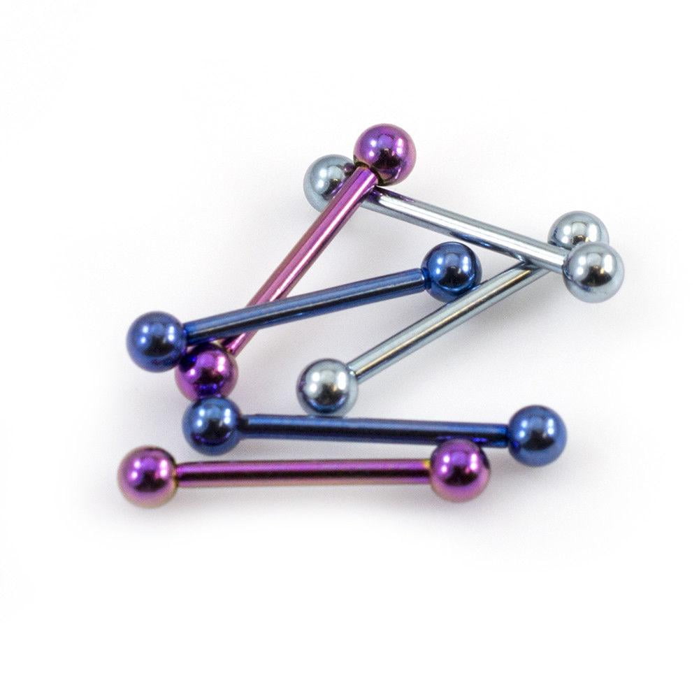 6 Mini Barbell Anodized Titanium 16G 3/8 Straight Bars - Walmart.com