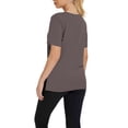 Bainana Womens Short Sleeve Loose Split Top For Summer Solid Color Crew ...