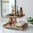 Hanobe Farmhouse Wood Table Stand, Rustic 2-Tier Serving Tray for ...