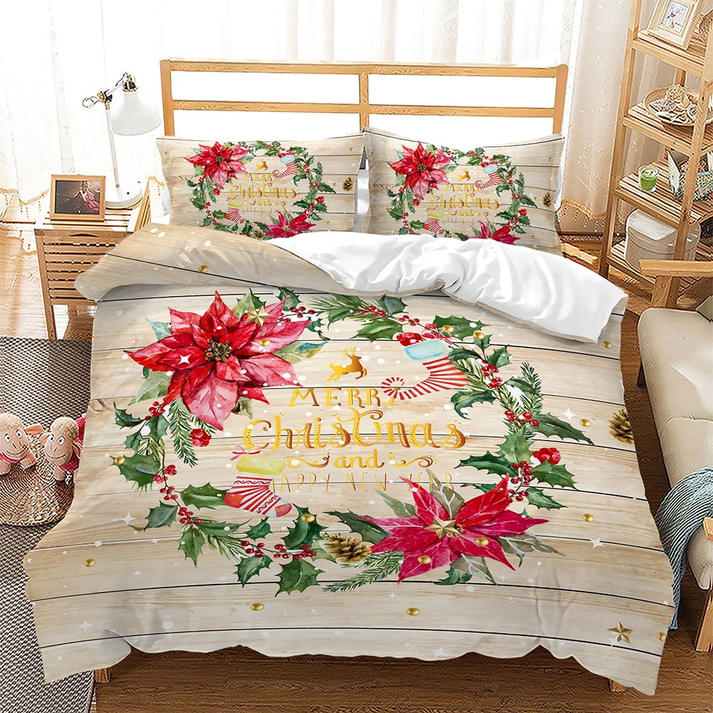 Yipa Christmas Tree Ultra Soft Printed Quilt Sets Gold Sparkle Holiday ...