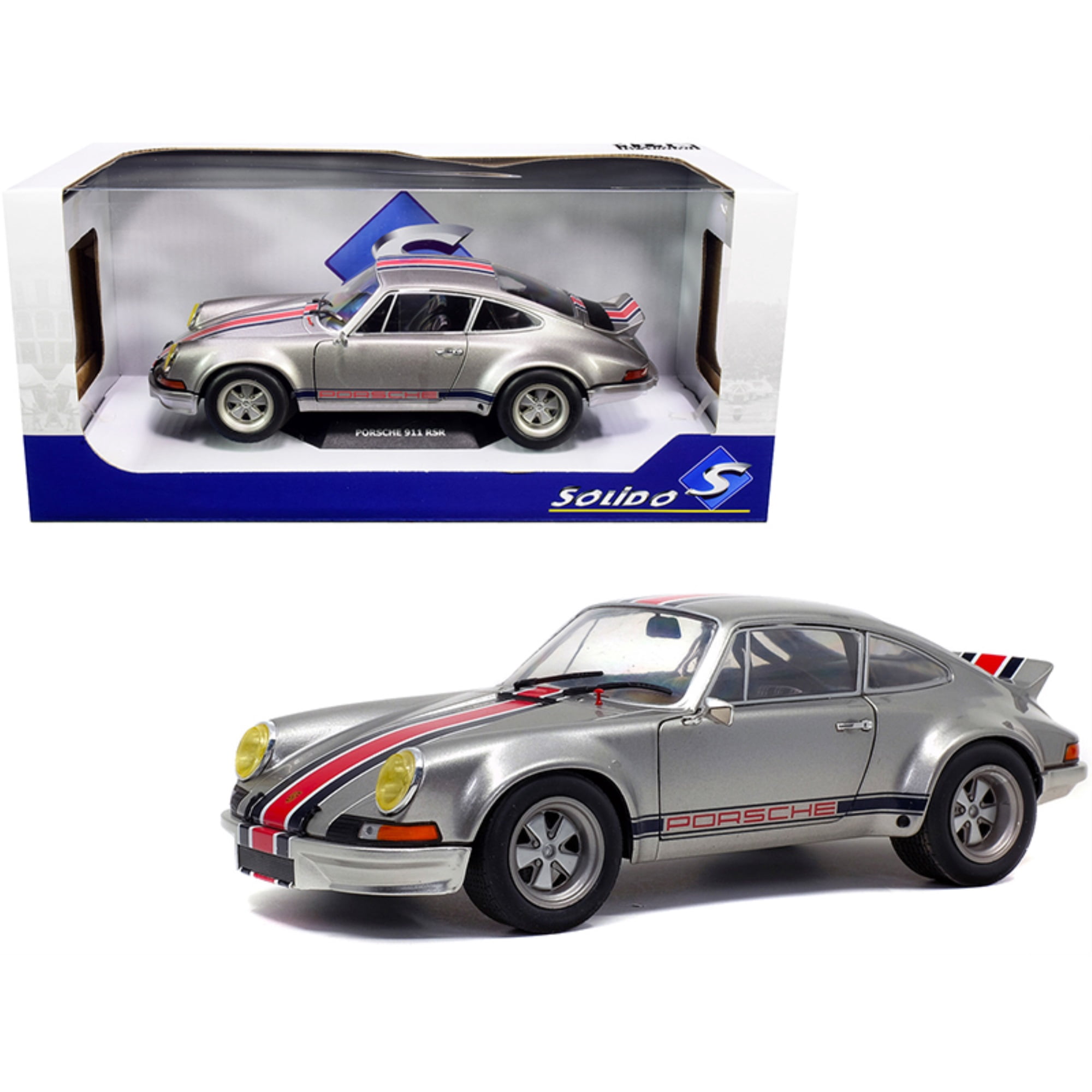 Porsche 911 RSR plateado metálico con rayas \ Backdating Outlaw \ 1/18 ...