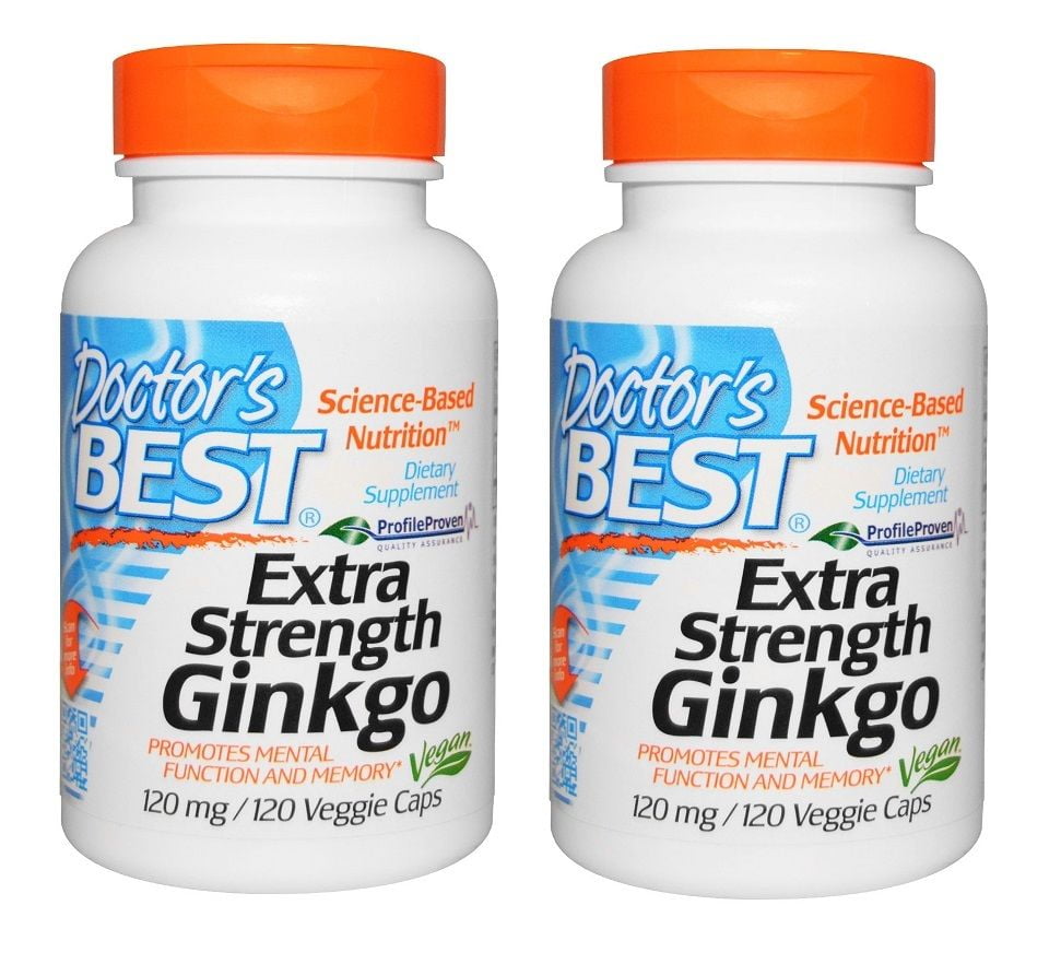 Doctor's Best - Extra Strength Ginkgo, 120 mg, 120 Veggie Caps, 2 Pack ...