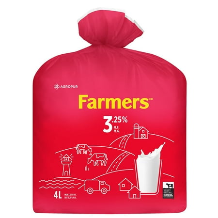 Farmers Homogenized 3.25% Milk, 4 L Bag - Walmart.ca