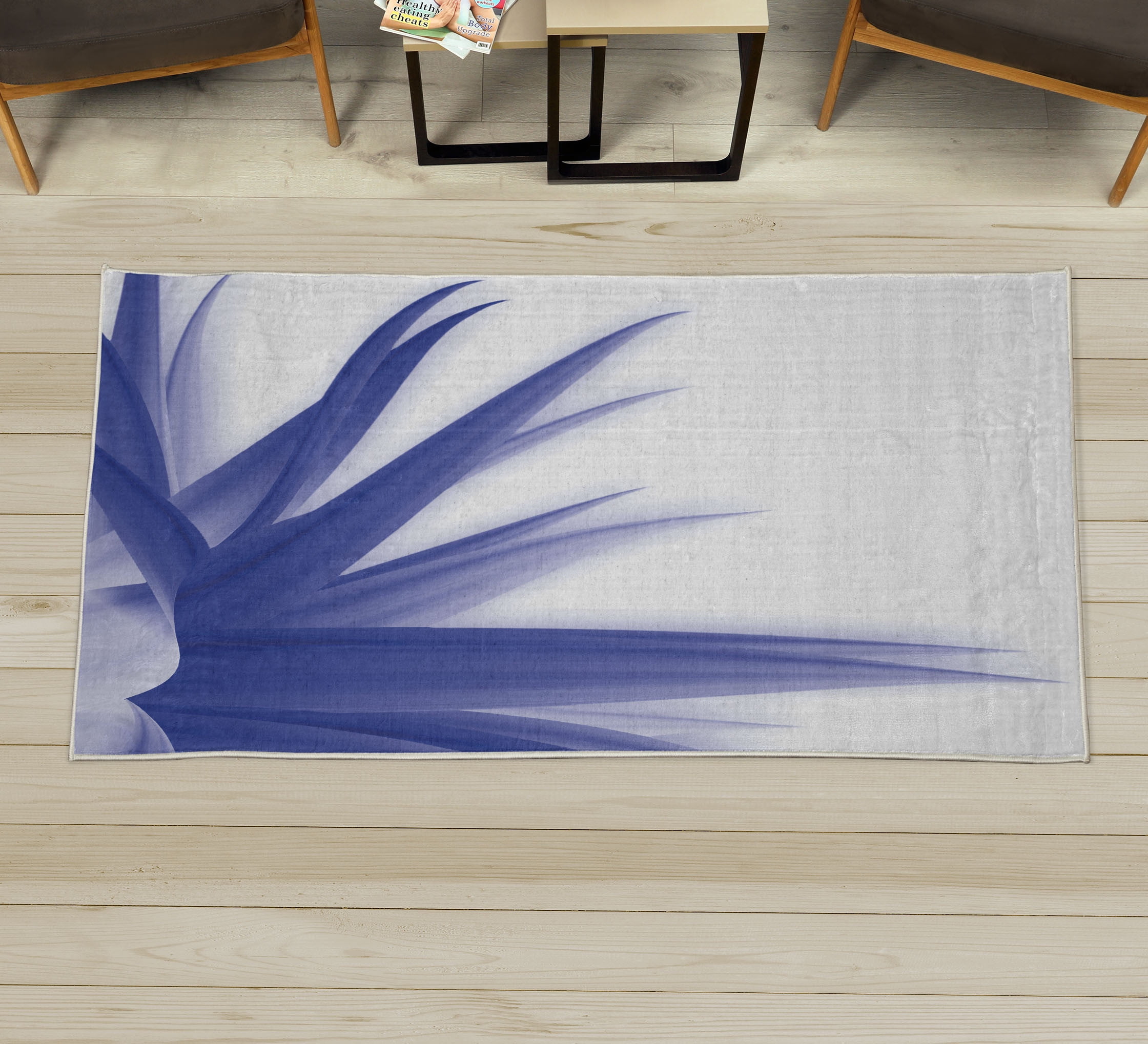 Flower Decorative Rug, Ombre Color Change Style Leaves Water Colored ...