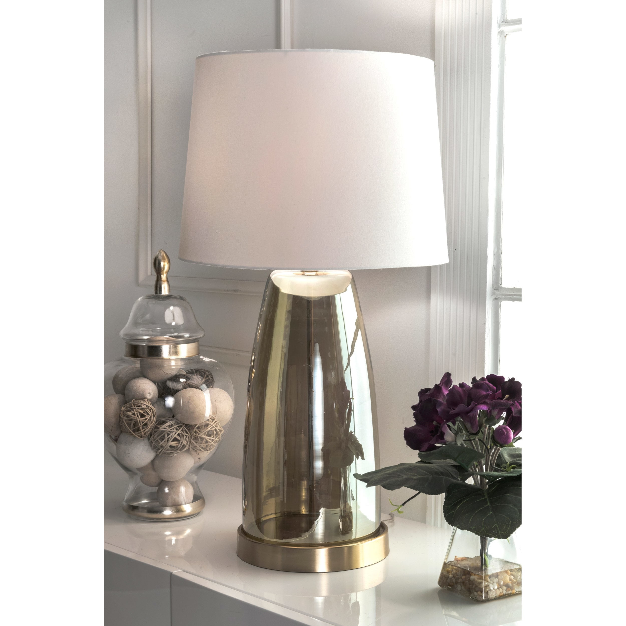 Nuloom 28-inch Vivian Glass Cotton Shade Table Lamp - Walmart.com