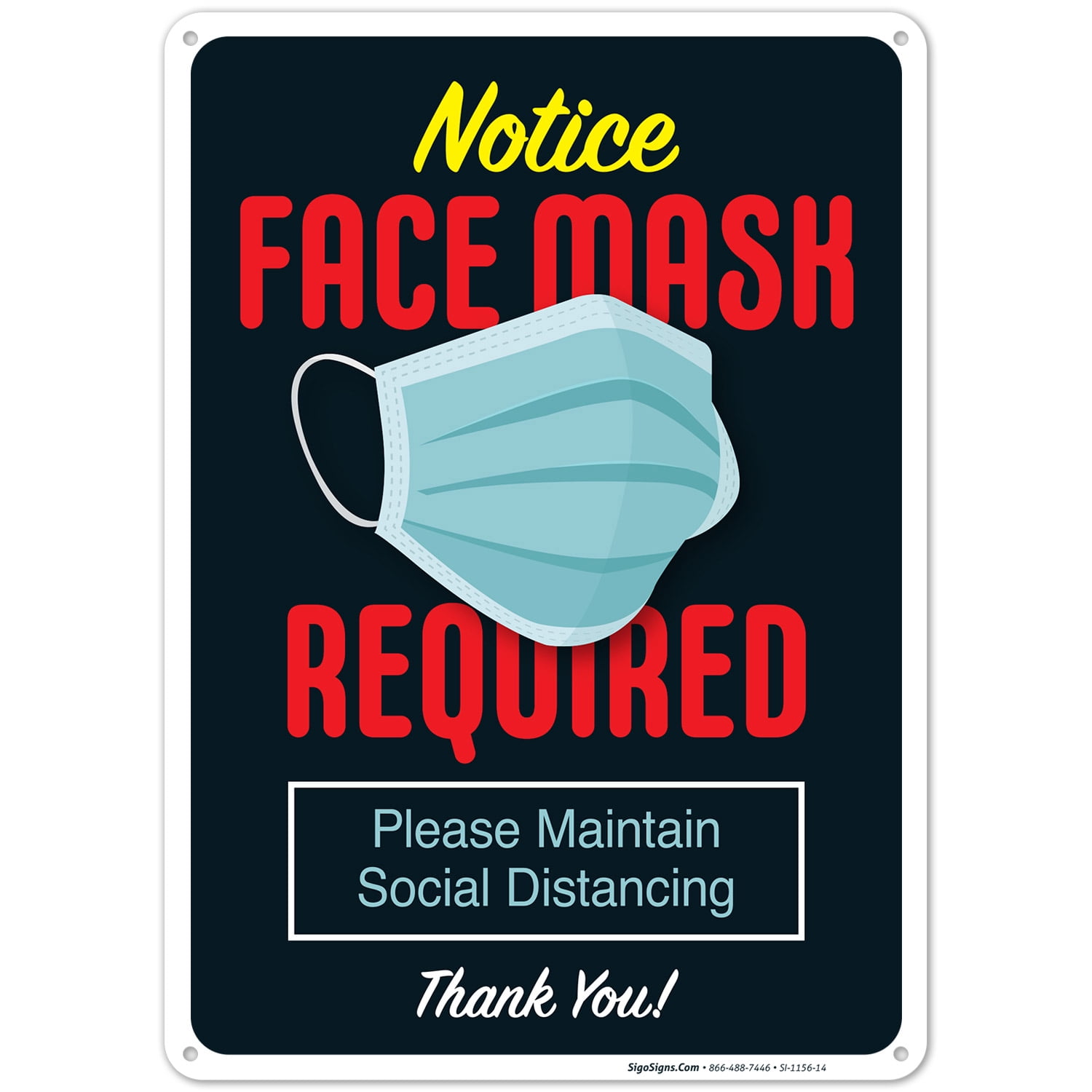 Mask Required Sign, Social Distancing Sign, - Walmart.com