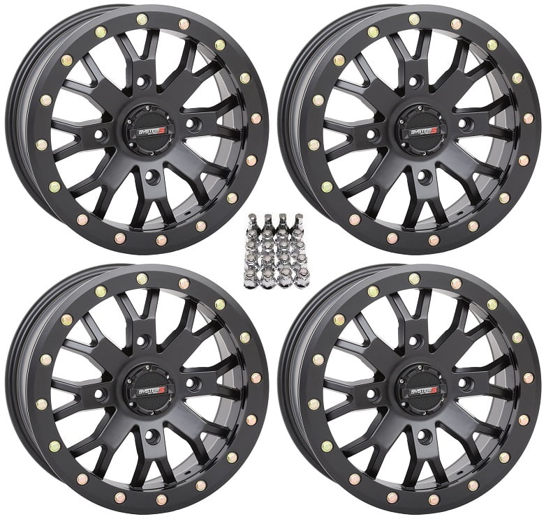 System 3 SB-4 Beadlock Black (6+1) ATV Wheels 14" Can-Am Commander ...