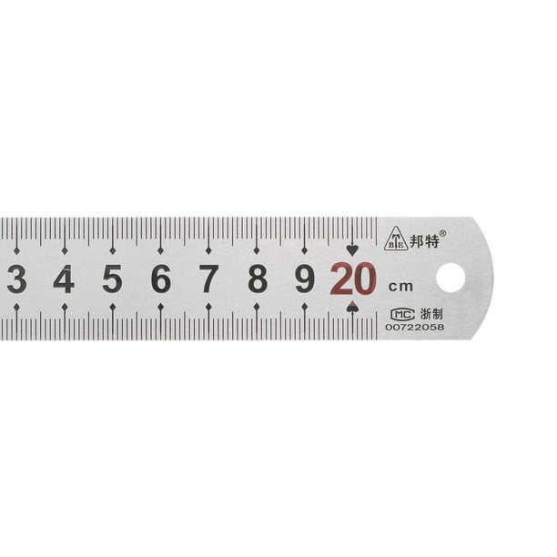 Uxcell Stainless Steel Ruler, 8" Metal Rulers 1" Wide Inch and Metric ...