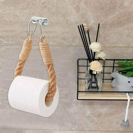 Rope Toilet Paper Holder, Hemp Rope Towel Holder Wooden Rope Roll ...