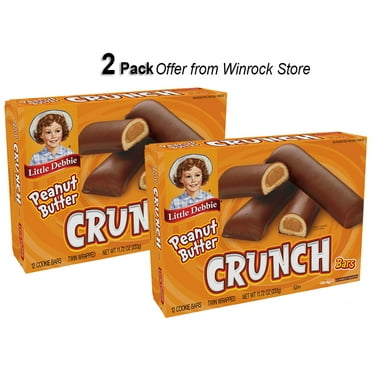 Little Debbie Snack Bakery Peanut Butter Crunch Bars, Chocolate Coated ...