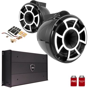 Wet Sounds ICON8B-X 8" Black Tower Speakers with X-Mounts & SYN-DX2 750 ...
