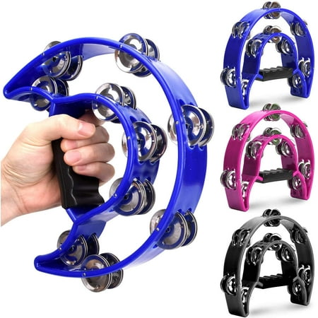 3 Pack Half Moon Handheld Tambourine, Double Row Tambourine Metal ...
