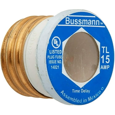 Bussmann 20 Amp Time Delay Plug Fuse, BP/TL-20, Edison Base, 125V, 3 ...