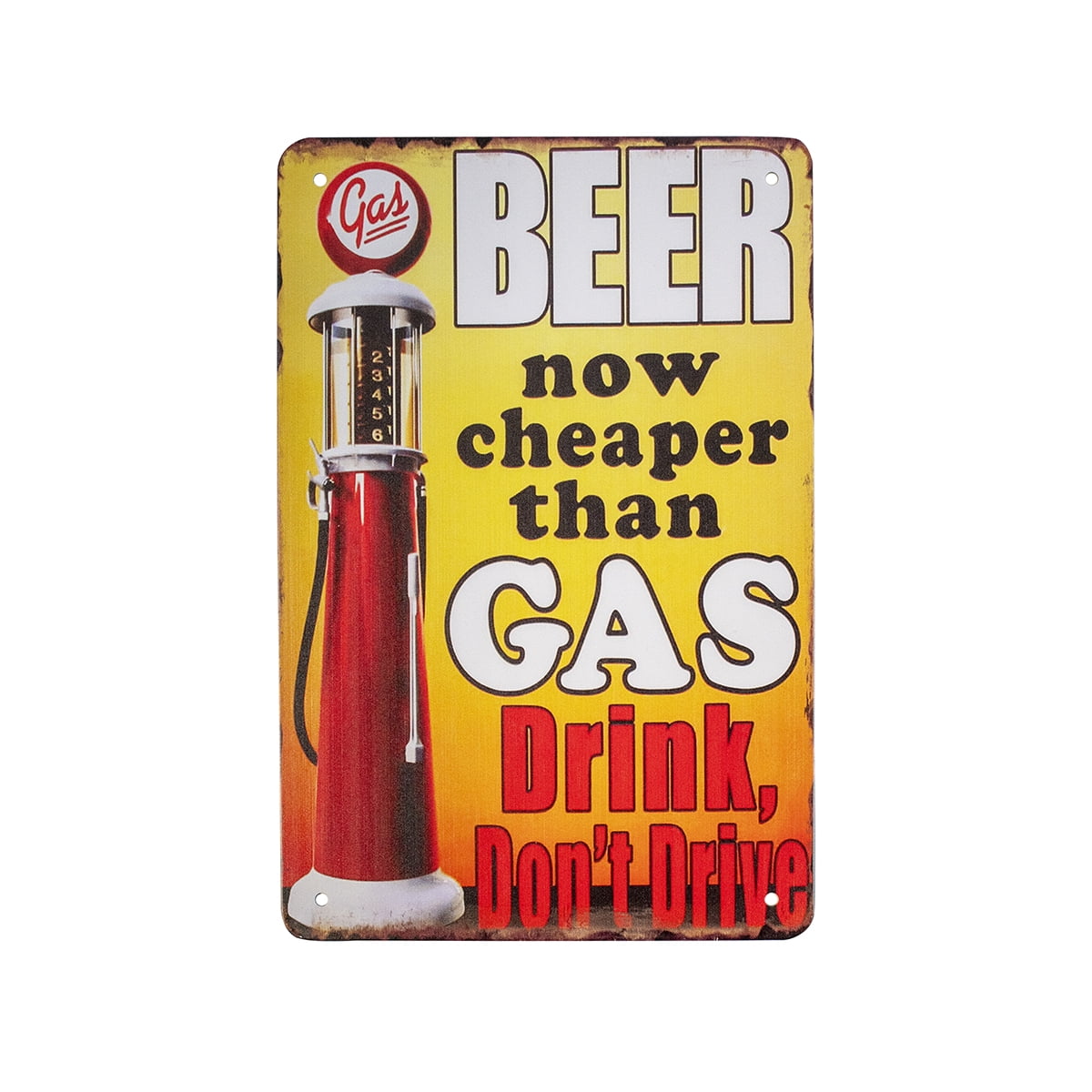 Funny Beer Now Cheaper Than Gas Metal Sign Novelty Man Cave Home Bar ...