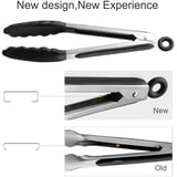 Premium Stainless Steel Locking Kitchen Tongs with Silicon Tips, Set of ...