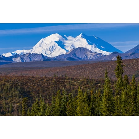 View of Denali from the portion of the park road open to the public in ...