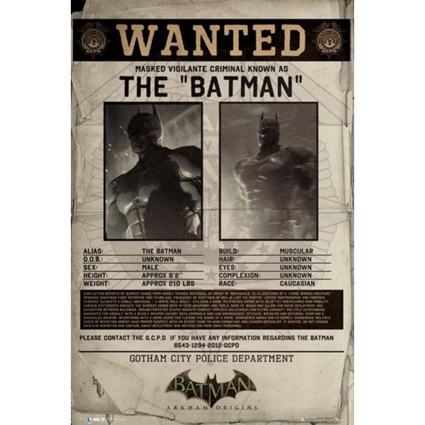 Batman Arkham Origins Wanted Poster Print (24 x 36) - Item # XPE160037 ...