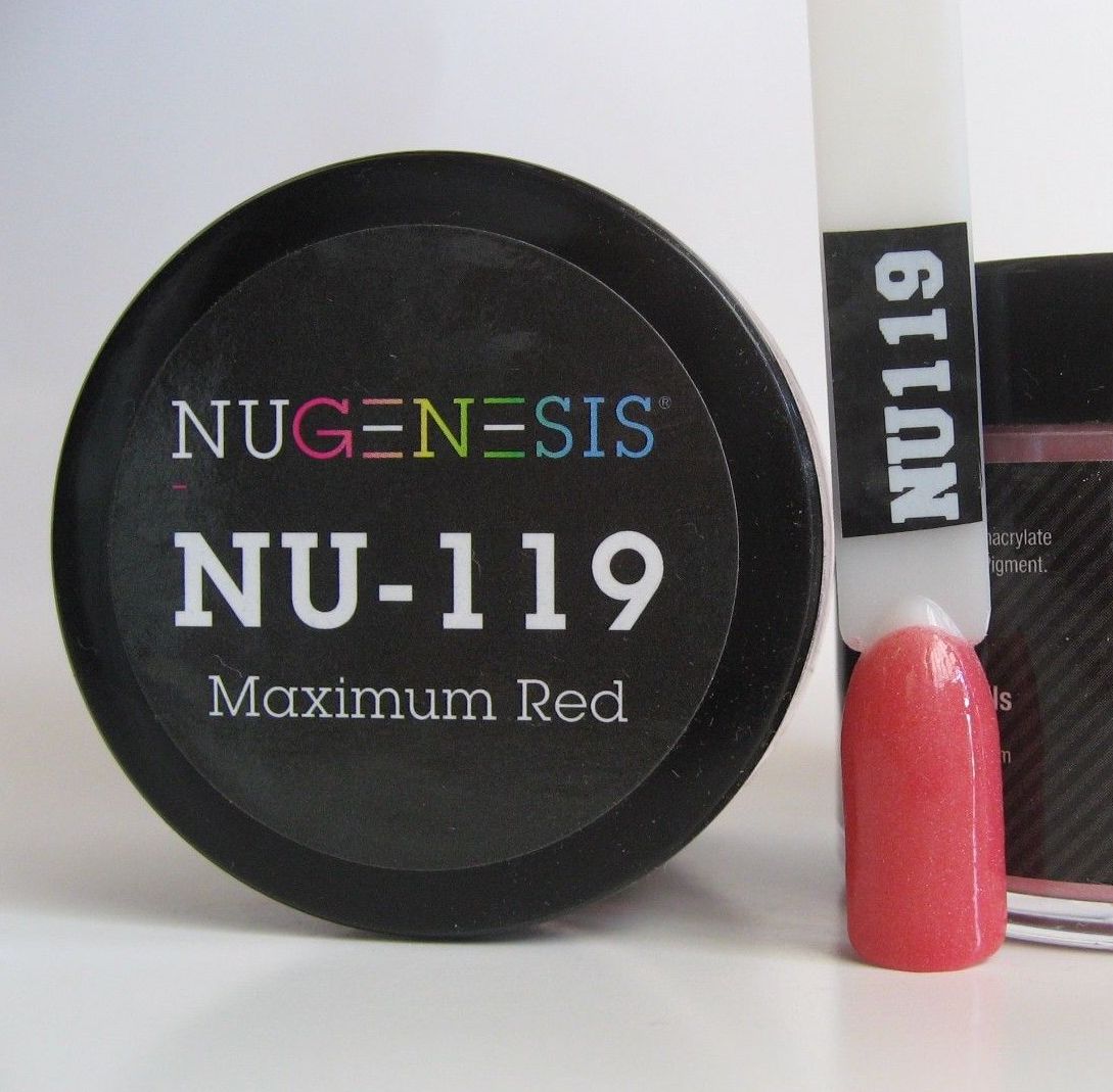 NUGENESIS Nail Color Dip Dipping Powder 1oz/jar - NU119 Maximum Red ...